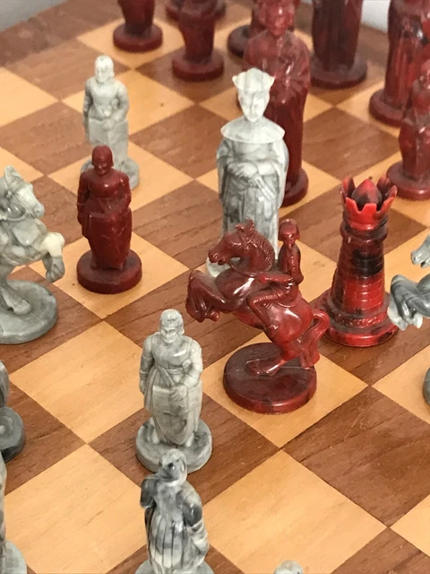 VINTAGE ROXY HARD plastic chess set with solid wooden board. $120.00 ...