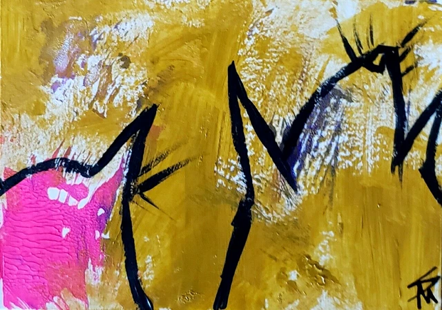 ORIGINAL ACEO PAINTING Cat Miniature Beach Abstract Art Card By ... ORIGINAL ACEO PAINTING Cat Miniature Beach Abstract Art Card By ...