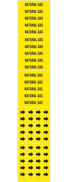 NATURAL GAS STICKERS Warning Markers & Direction Arrow Bands BRADY ...
