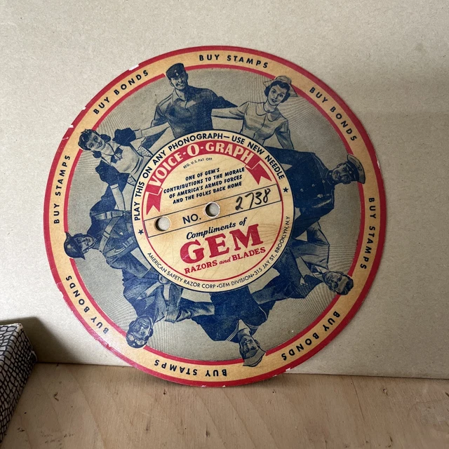 ORIGINAL WW2 VOICE -O-Graph Buy Bonds Record Compliments GEM Razors £25 ...