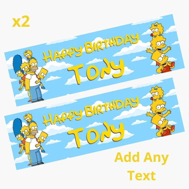 2X PERSONALISED THE SIMPSONS Happy Birthday Banner LARGE Poster ADD ...