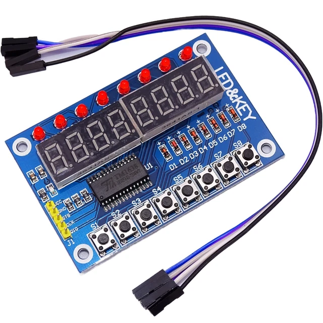 TM1638 LED KEY 8-fach 7-Segment Anzeige Taster LED Display Modul für Arduino EUR 5,99 - PicClick DE
