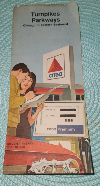 VINTAGE 1960S-70S CITGO Gasoline Toll Roads Road Map Advertising ...