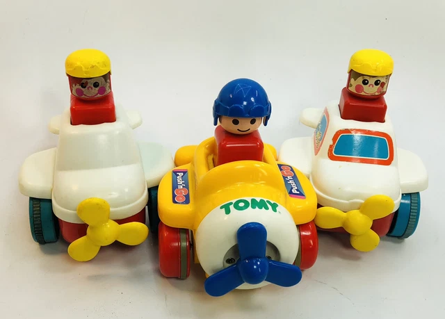 VINTAGE TOMY PUSH N Go Aeroplane Airplane 1991 Lot 3 Red White Plane £ ...