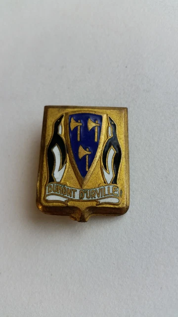 RARE INSIGNE militaire Navire DUMONT D URVILLE Marine Nationale DOS ...