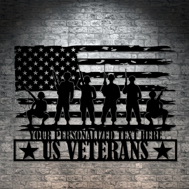PERSONALIZED US VETERANS Name Metal Sign. American Soldiers Wall ...