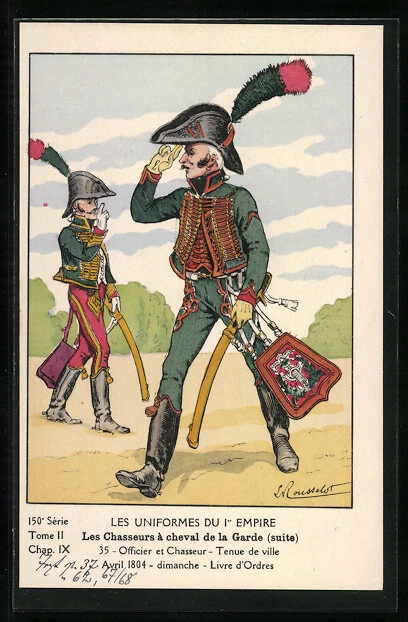 CPA LES UNIFORMES du Ier Empire, Les Chasseurs à cheval de la Garde ...
