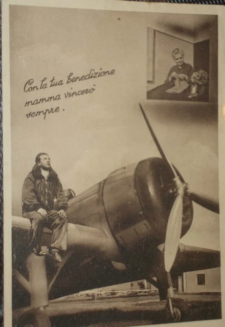 PNF CARTOLINA PROPAGANDA AERONAUTICA WW2 PILOTA SU AEREO 1941 crt45 EUR ...
