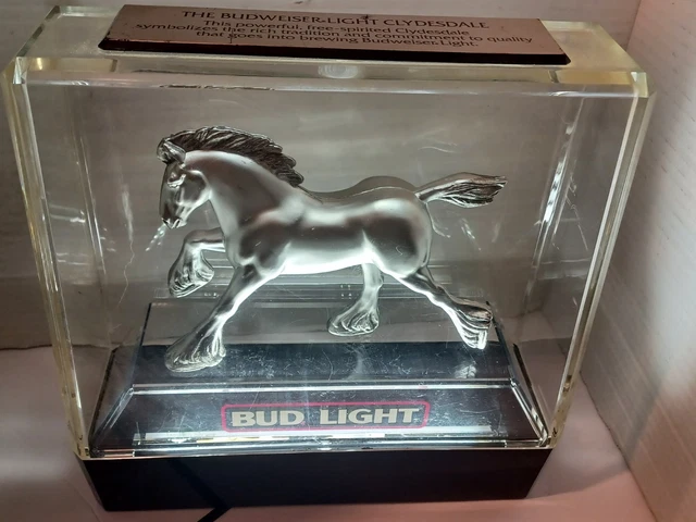 VTG,1982, ANHEUSER BUSH, Budweiser Bud Light, Lighted Case Clydesdale ...
