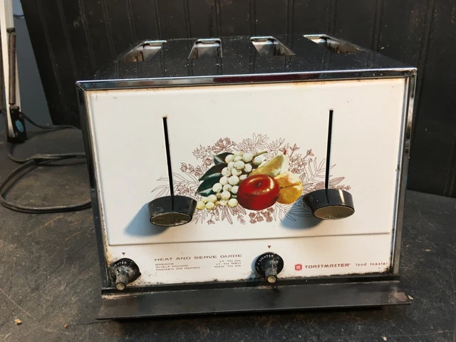 VINTAGE TOASTMASTER 4-SLICE Toaster - Model D154WH - White, Chrome ...