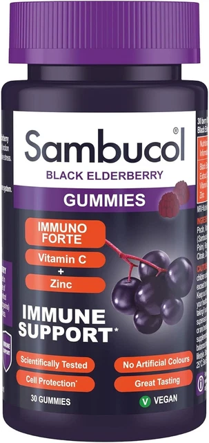SAMBUCOL IMMUNO FORTE GUMMIES, 30 Count (Pack of 1) £16.74 - PicClick UK