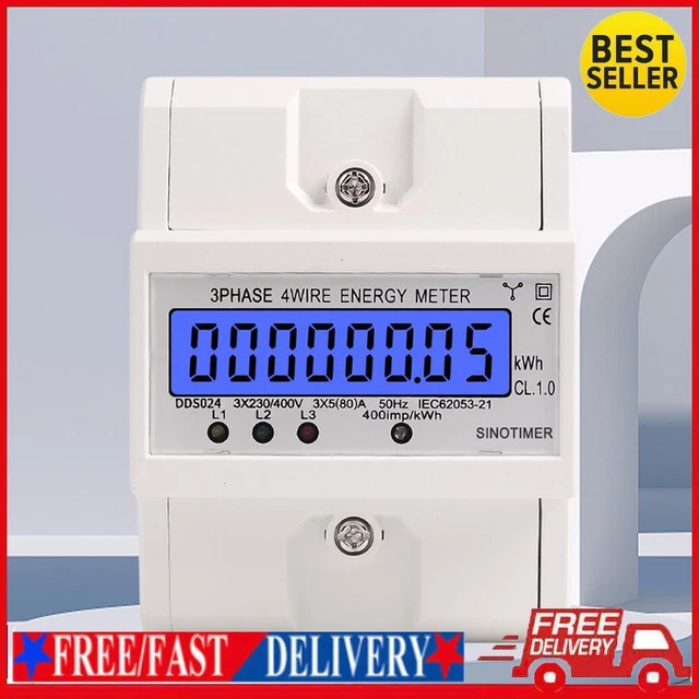 ELECTRICITY METER THREE-PHASE 4-Wire Energy Meter DIN Rail Electric ...