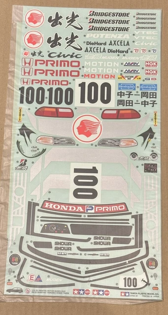 VINTAGE TAMIYA IDEMITSU Motion Mugen Civic Decal Set 9495162 58121 NIP ...