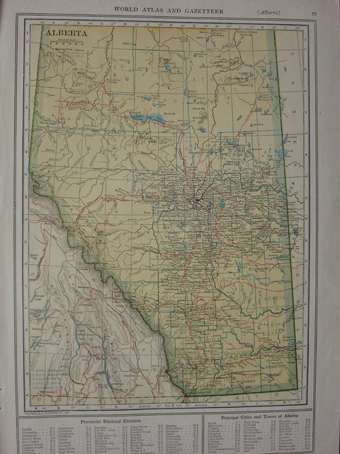 1926 MAP ~ Alberta Principal Cities & Towns Coleman Lacombe $108.04 ...