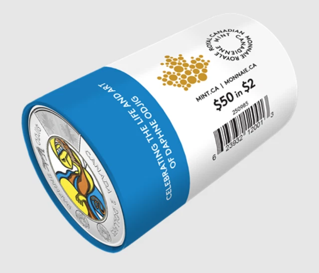 2025 CANADA TOONIE roll Daphne Odjig - 25 x $2 coloured coins in ...