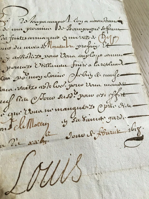 RARE SIGNATURE LOUIS XIII daté 1618 (autographre LAS roi parchemin ...