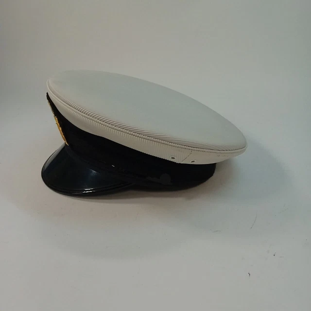 ROYAL NAVY OFFICER Cap, Naval Peak Cap, R N Cap Bullion Badge Military ...
