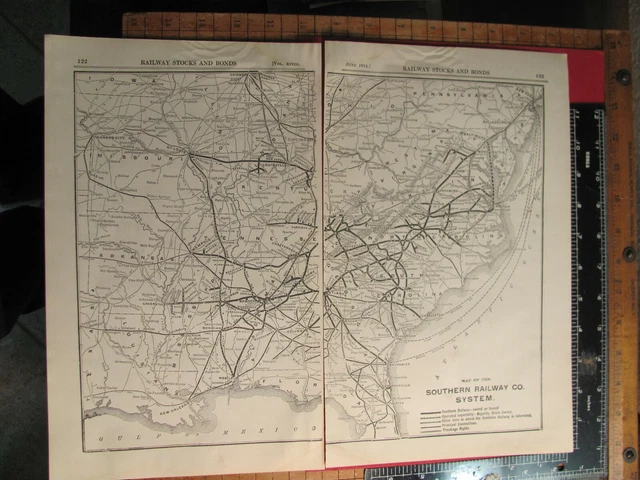ORIGINAL 1914 SOUTHERN Railroad System Map Routes Depots S0U Ryhistory ...