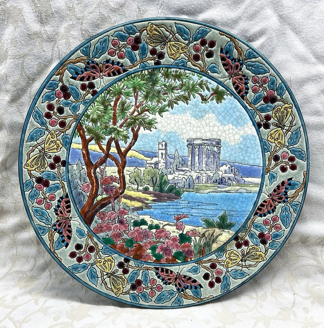 ENAMELLED EMAUX DE Longwy Tableau Decoration Murale Plat Emaille Email ...