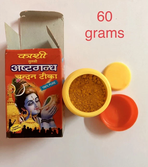 60 GRAMS KASHI Tulsi Ashtgandh / Ashtagandha Chandan Tika Powder FREE ...