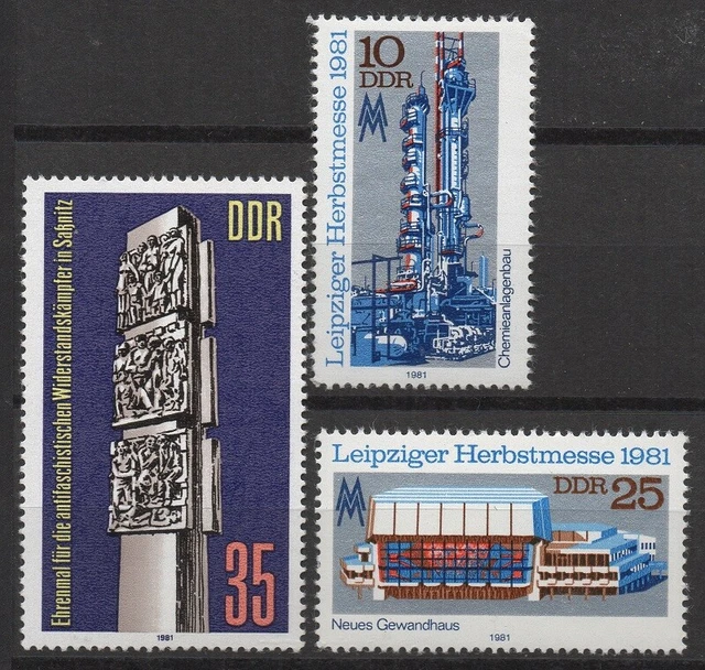 GERMANY DDR 1981 Sc# 2210-2212 Mint MNH Leipzig Fair concert hall ...