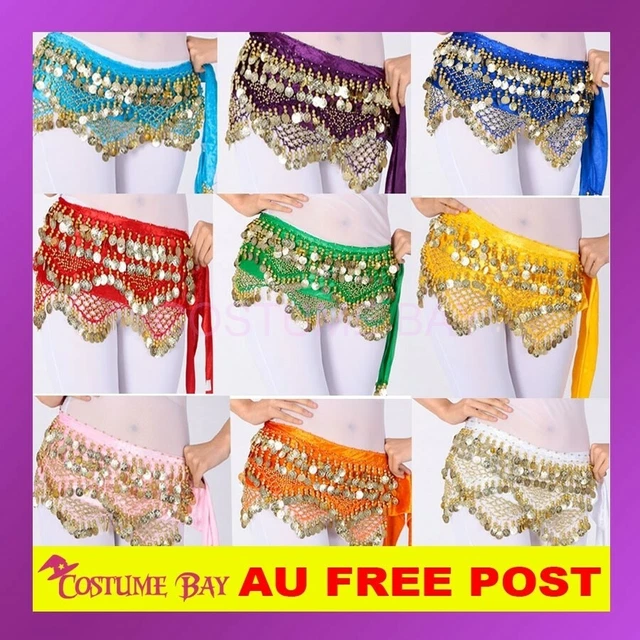 268 Coins Velvet Belly Dance Dancing Belt Hip Scarf Wrap Tribal Sash