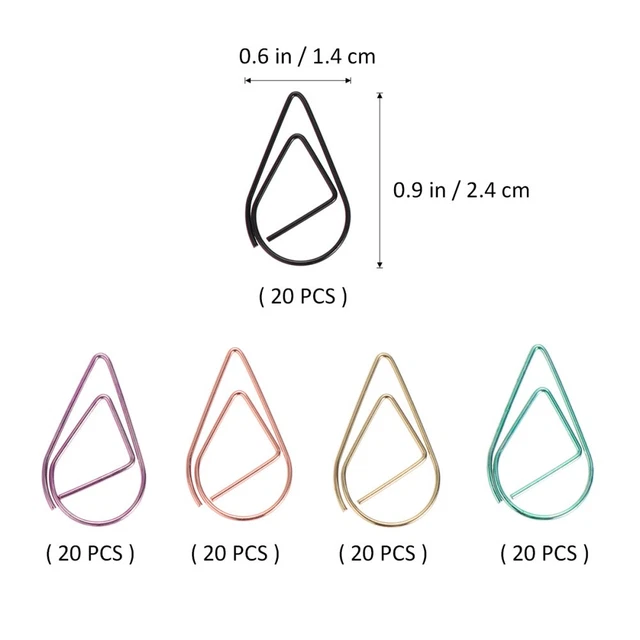 100 PCS PAPERCLIPS Bookmarks Tiny Water Drop Metal Office Supplies $21. ...
