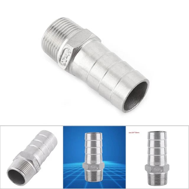STAINLESS STEEL MALE Thread Pipe Part Adapter Barb Hose Tail Connector ...