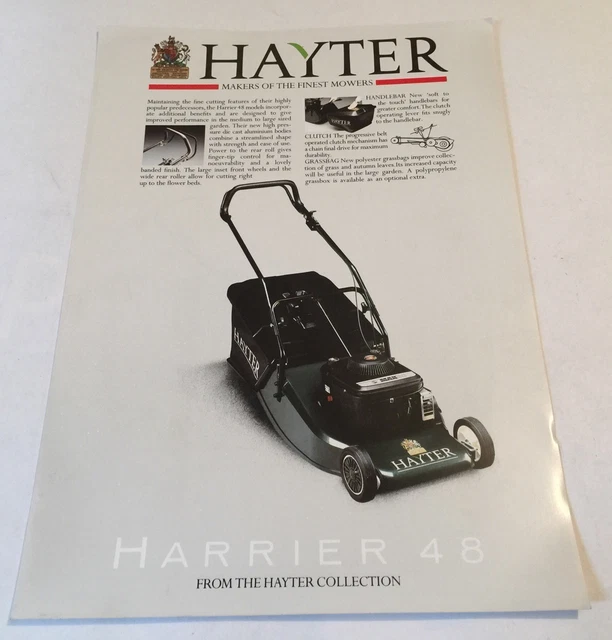 HAYTER HARRIER 48 Mower Original 1980s Vintage Sales Brochure £8.00 ...
