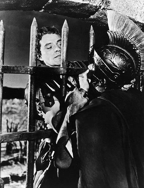 BURTON, RICHARD ACTOR, Great Britain Scene from movie 'The Rob- 1953 ...