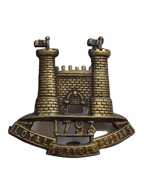 WW1 LOYAL SUFFOLK Hussars Yeomanry Cap Badge All Brass 2 Lugs Antique ...