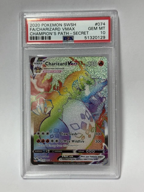 PSA 10 GEM Mint Charizard VMAX Rainbow Rare Champions Path 074/073 Pokemon Card EUR 360,00 ...
