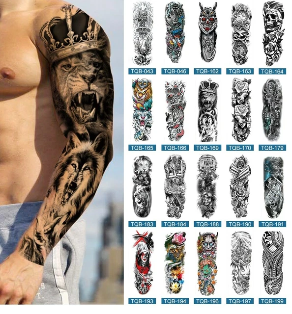 Large Temporary Fake Tattoo Full Sleeve Leg Arm Waterproof Stickers Men