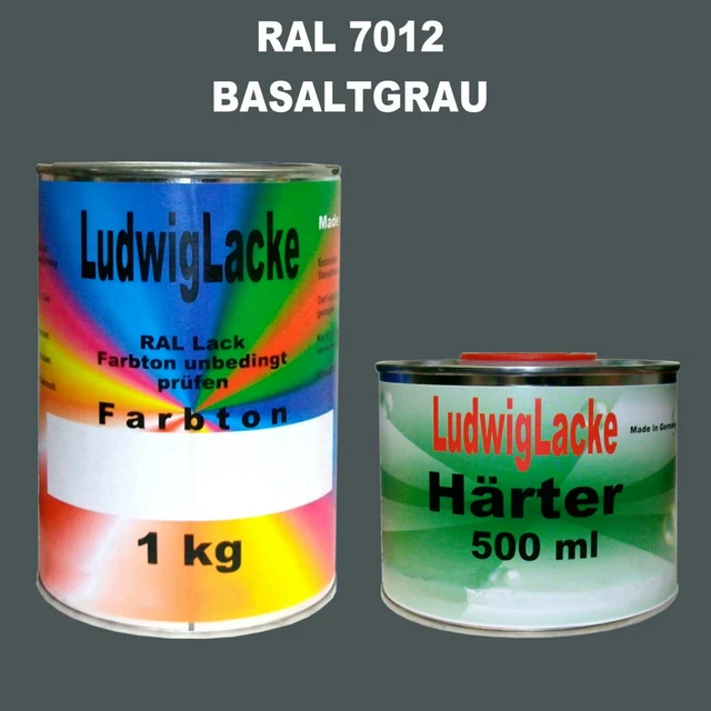 RAL 7012 BASALTGRAU Acryllack 1,5 kg Set RAL Lack Glänzend mit Härter ...