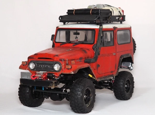 TAMIYA CC02 LAND Cruiser 40 RC Car Chassis Weathered Paint Winch Servo ...