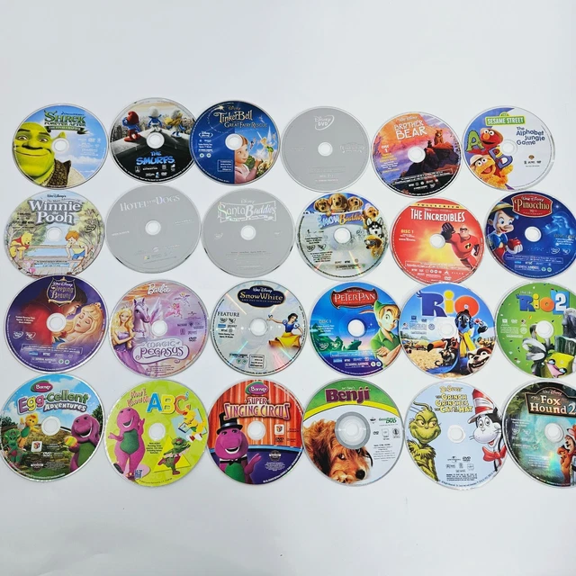 DISNEY CHILDRENS FAMILY DVDs Lot of 24 Barney Barbie Santa Buddies ...