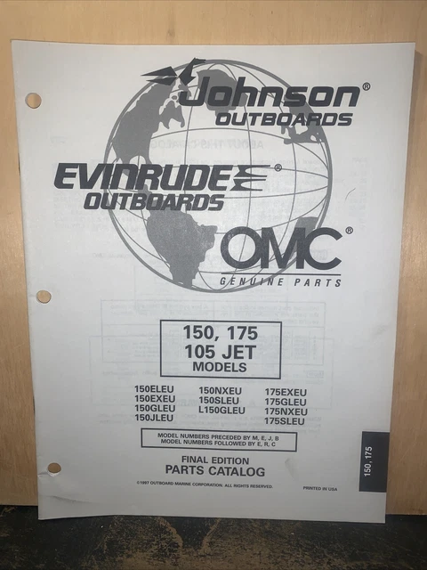 JOHNSON/EVINRUDE -PARTS LIST- For 150, 175, 105 Jet Models 1997 ...