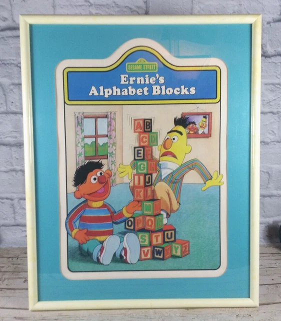 RARE! VINTAGE 1982 SESAME STREET Bert & Ernie ERNIE'S ALPHABET Mounted ...