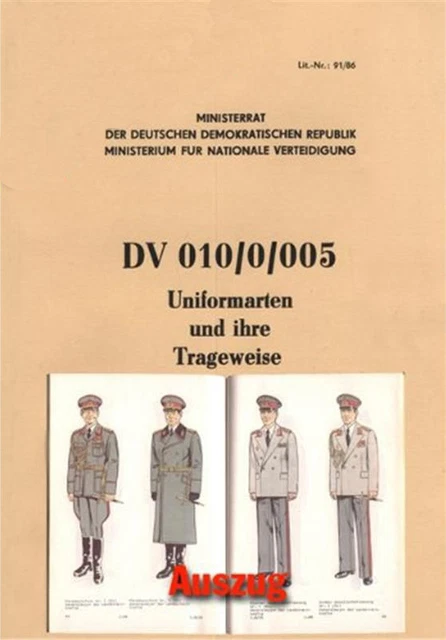 NVA GDR SERVICE regulations DV 010/0/005 uniforms and their wearing ...