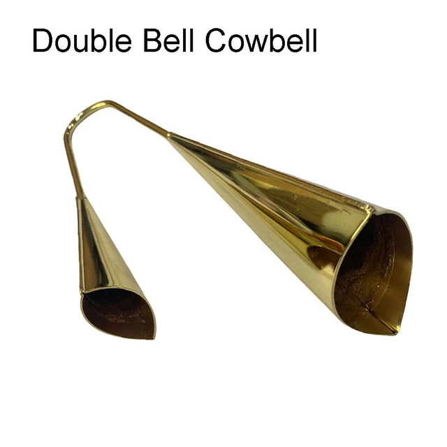 TWO TONE METAL Double Bell Cowbell Professional Rhythm Percussion ...