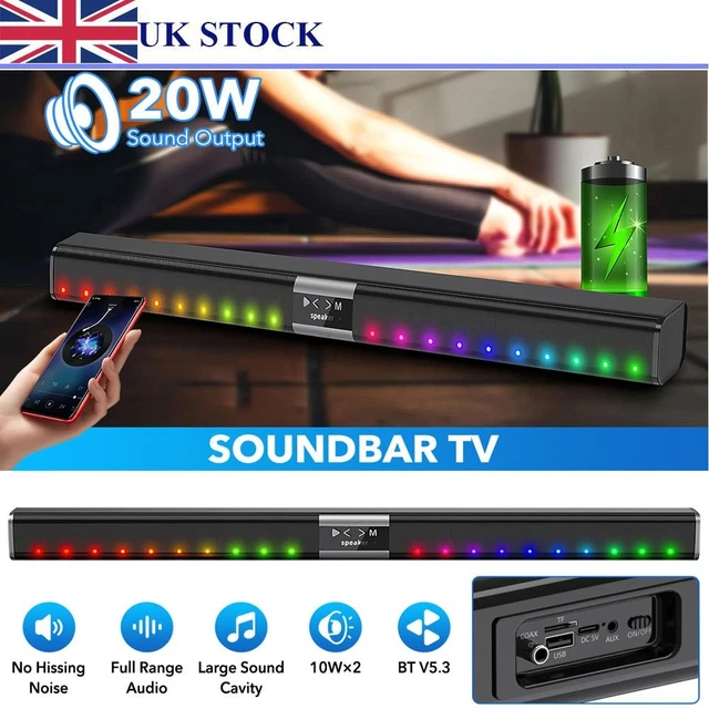 32& BLUETOOTH SOUNDBAR For TV Surround Sound Home Theater System RGB ...