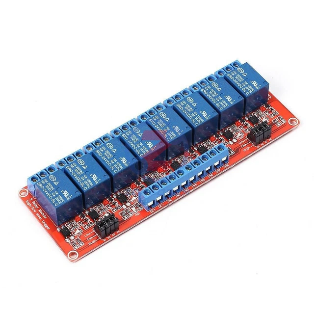 DC 24V 8 Channel Relay Module with Optocoupler Isolation High/Low Level ...