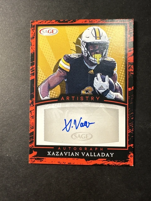 2022 SAGE ARTISTRY Red #A-XV Xazavian Valladay Rookie Card RC Auto ...