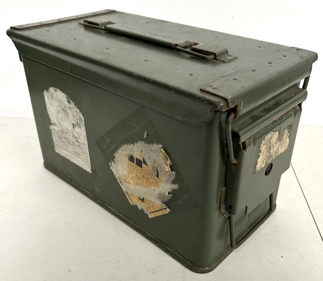 BRITISH MILITARY ISSUE Empty Metal 50 Cal. Green Ammo Storage Box ...
