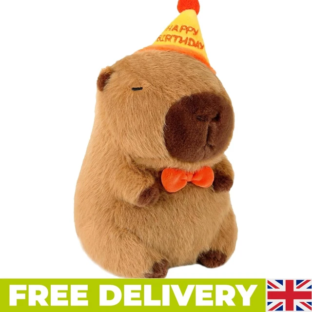 CAPYBARA PLUSH 25CM Soft Stuffed Animal with Birthday Hat, Adorable ...