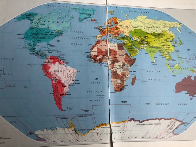 1994: POLITICAL MAP of The World Original Print Vintage #CNS £0.99 ...