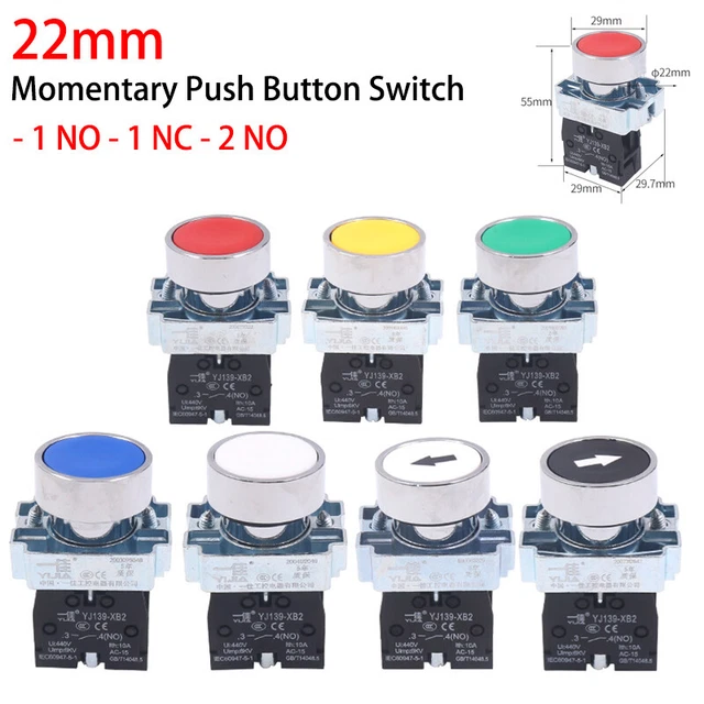 XB2 22MM MOMENTARY Push Button Switch Normally Open / Closed 440V 10A ...