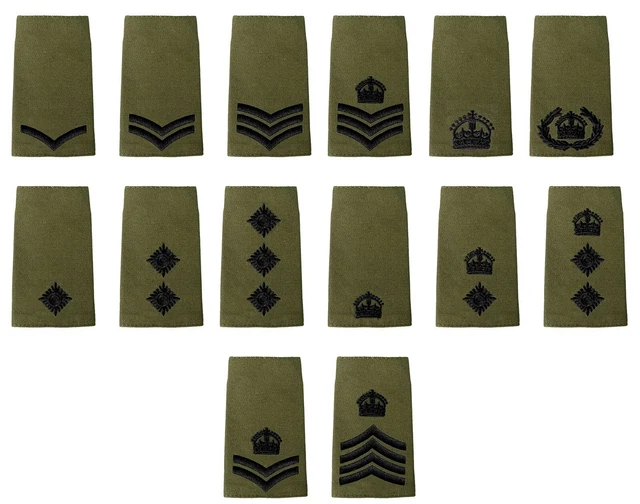 PAIR BLACK ON Olive Green Rank Slides Epaulettes - Kings Crown C3R (All ...