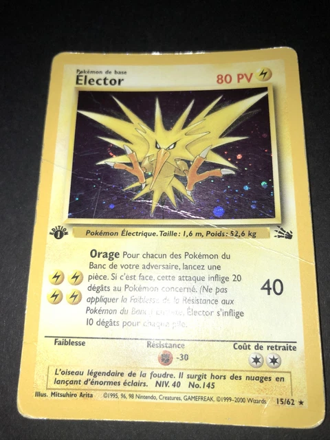CARTE POKÉMON ELECTHOR Elector 15/62 Holo Edition 1 Fossile Wizards EX ...