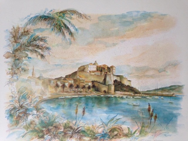 LITHO DE ROBERT PICCIO, peintre Corse , vue de Calvi . EUR 50,00 ...